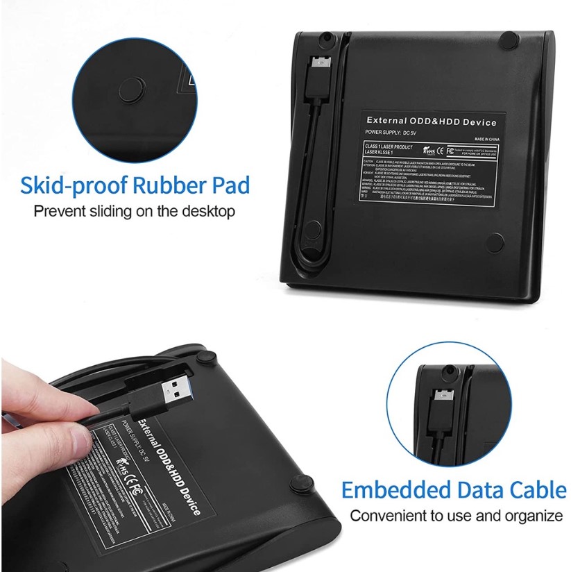 USB External CD/DVD Drive Portable Optical Disc Reader Writer | DVD-RW ...