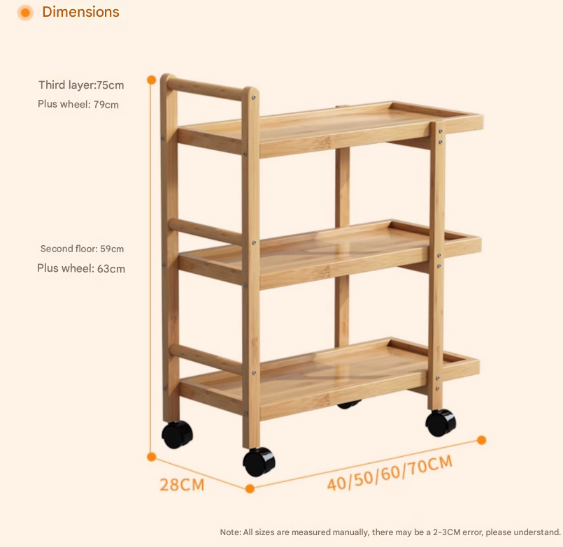 LaccoHug Bamboo Mobile Trolley Cart 移动推车 | Shopee Malaysia
