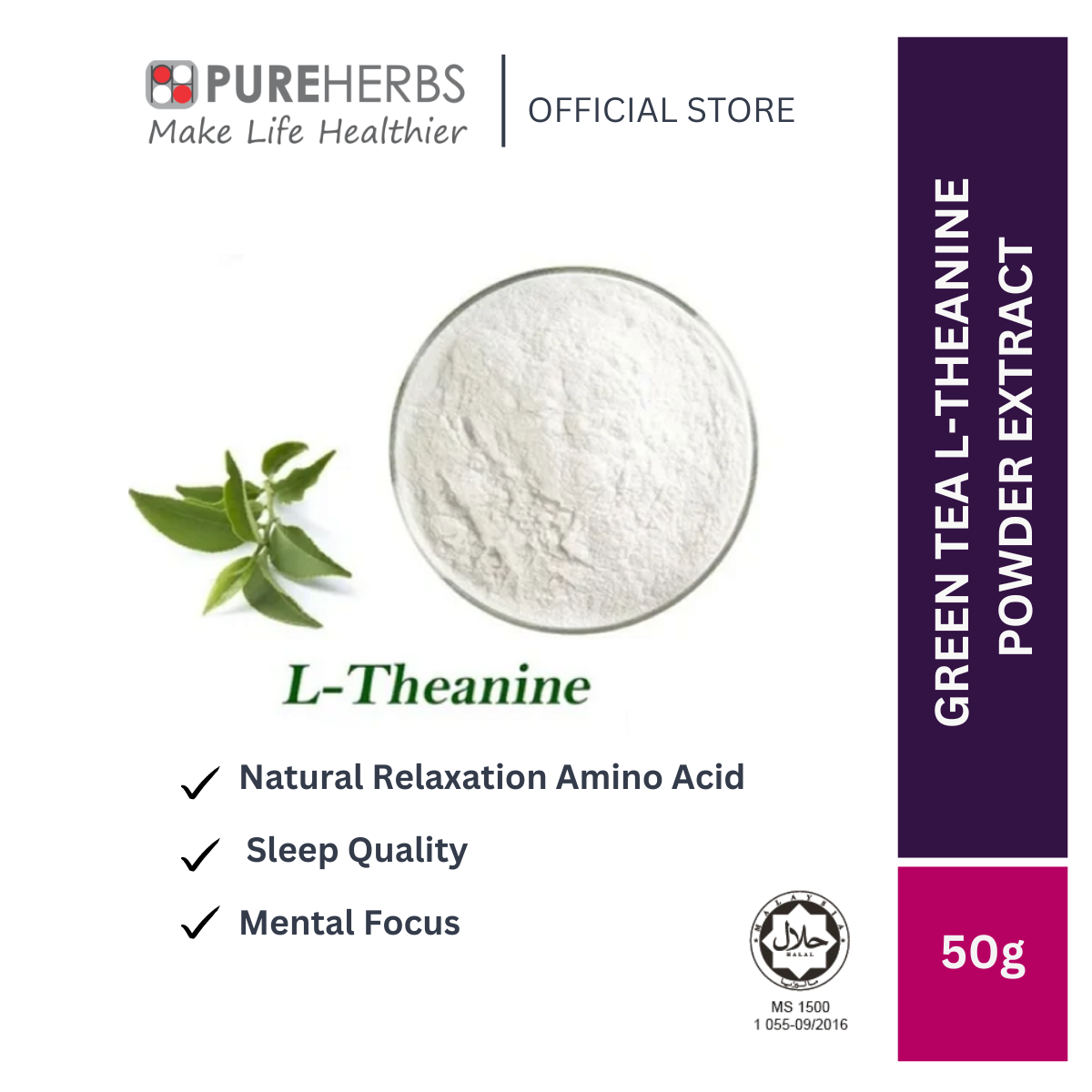 Green Tea Extract 98% L-Theanine | Halal | Natural Relaxation Amino ...