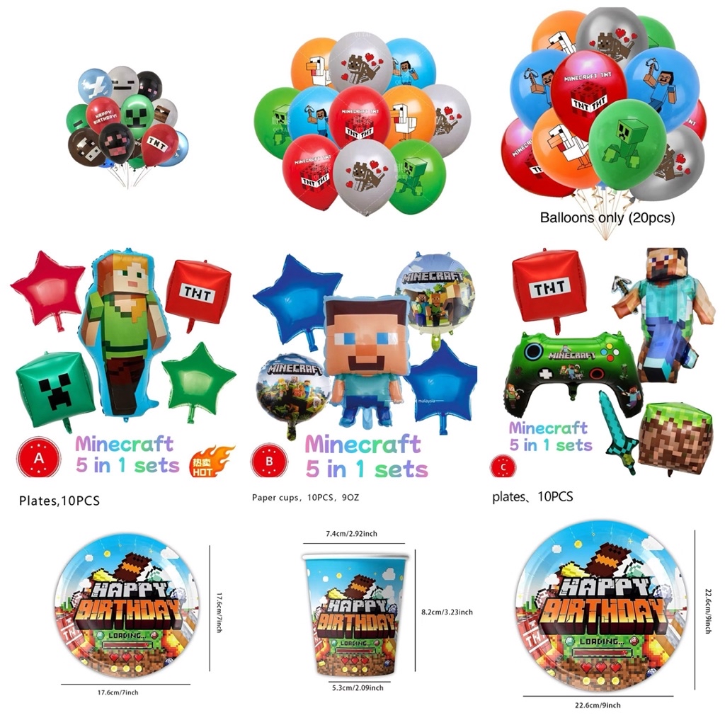 🇲🇾🎁【Minecraft】Birthday background Banner/Birthday Backdrop / Hari Jadi ...