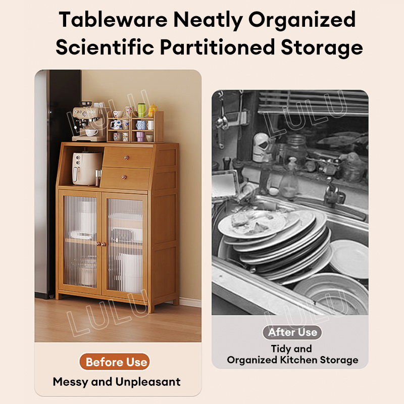 LULU Kabinet Dapur Kitchen Cabinet With Drawer Bamboo Storage Cabinet ...