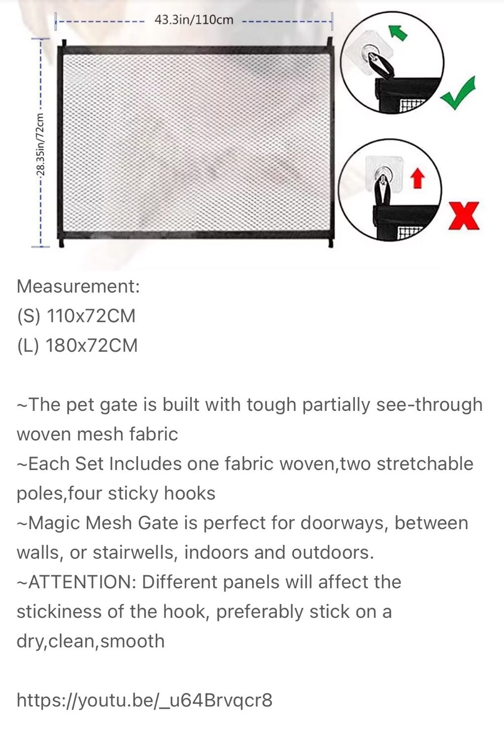 READY STOCK Magic Gate Portable Folding Mesh Pet Safety Gate Fence (PT ...