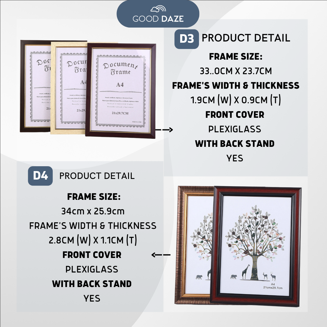 GOODDAZE A4 Certificate Frame Home Decor Photo Cert Frame A4相框文凭证书 A4 ...
