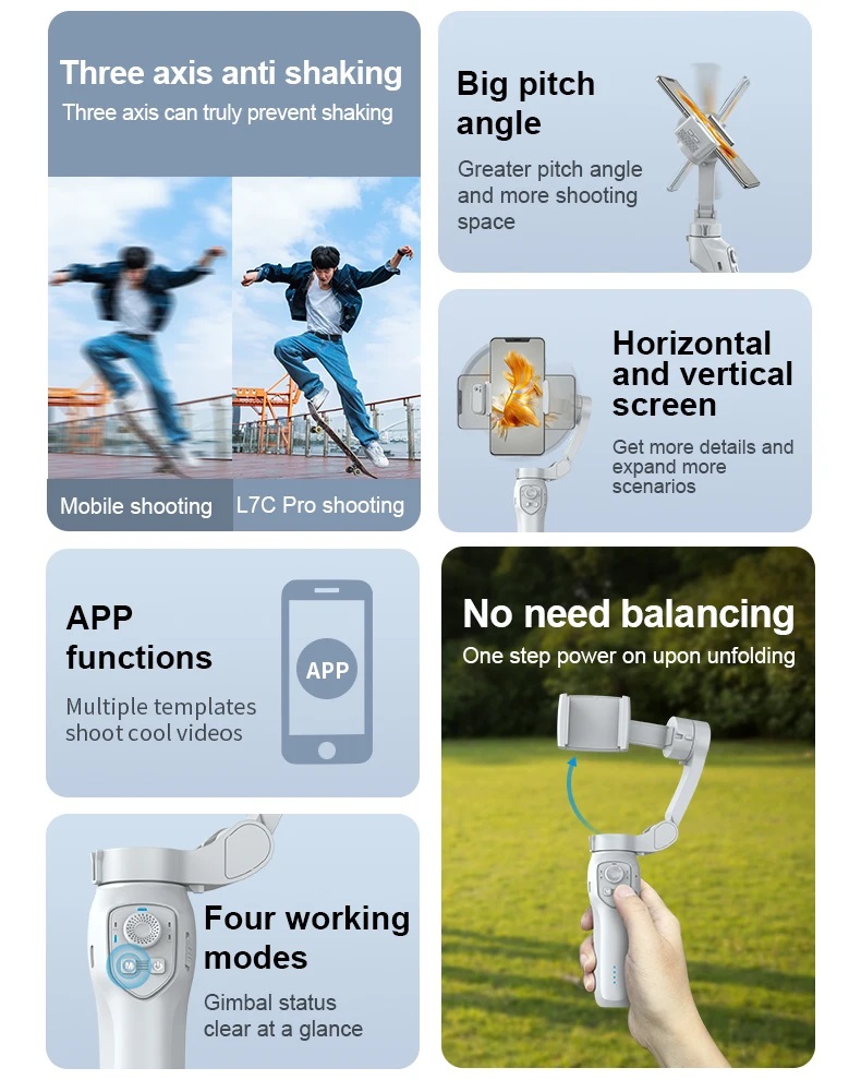 L7Cpro Plus Smartphone Gimbal stabilizer 3-Axis Phone Gimbal Phone ...