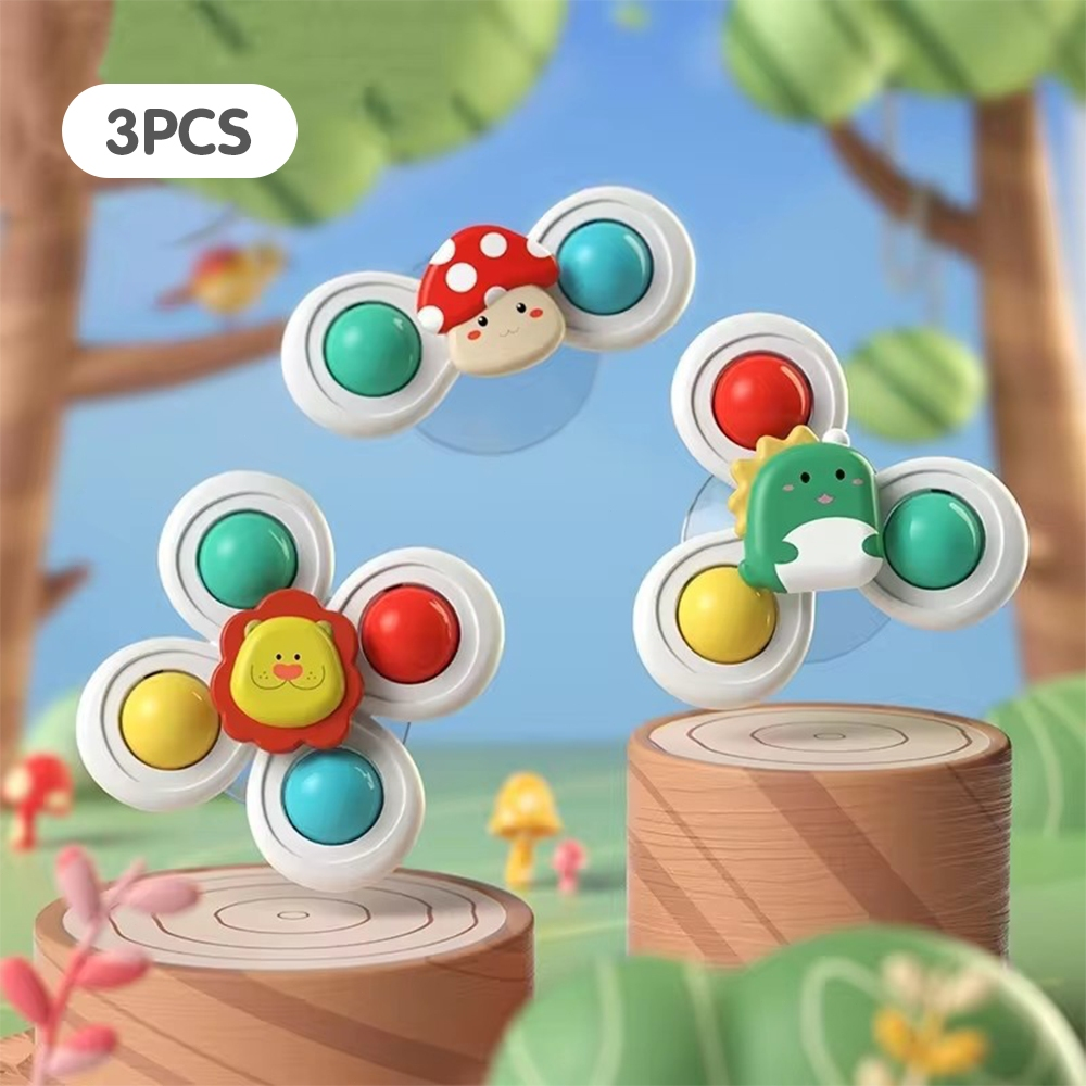 Baby Spinner Toy Set – 3PCS Suction Wall & Bath Spinning Toys for Kids ...