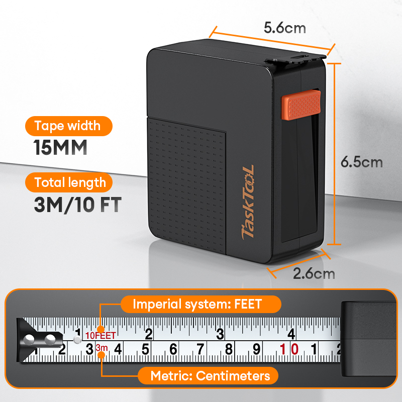 TASKTOOL Auto Lock Measuring Tape 3M 10Ft Dual Metric Imperial Self ...