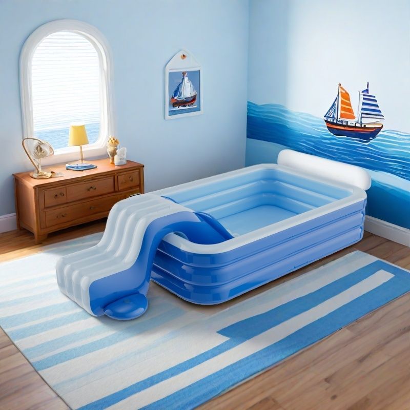 【MY JOY 】Inflatable Swimming Pool For Kids with Slide Baby Pool Kolam ...