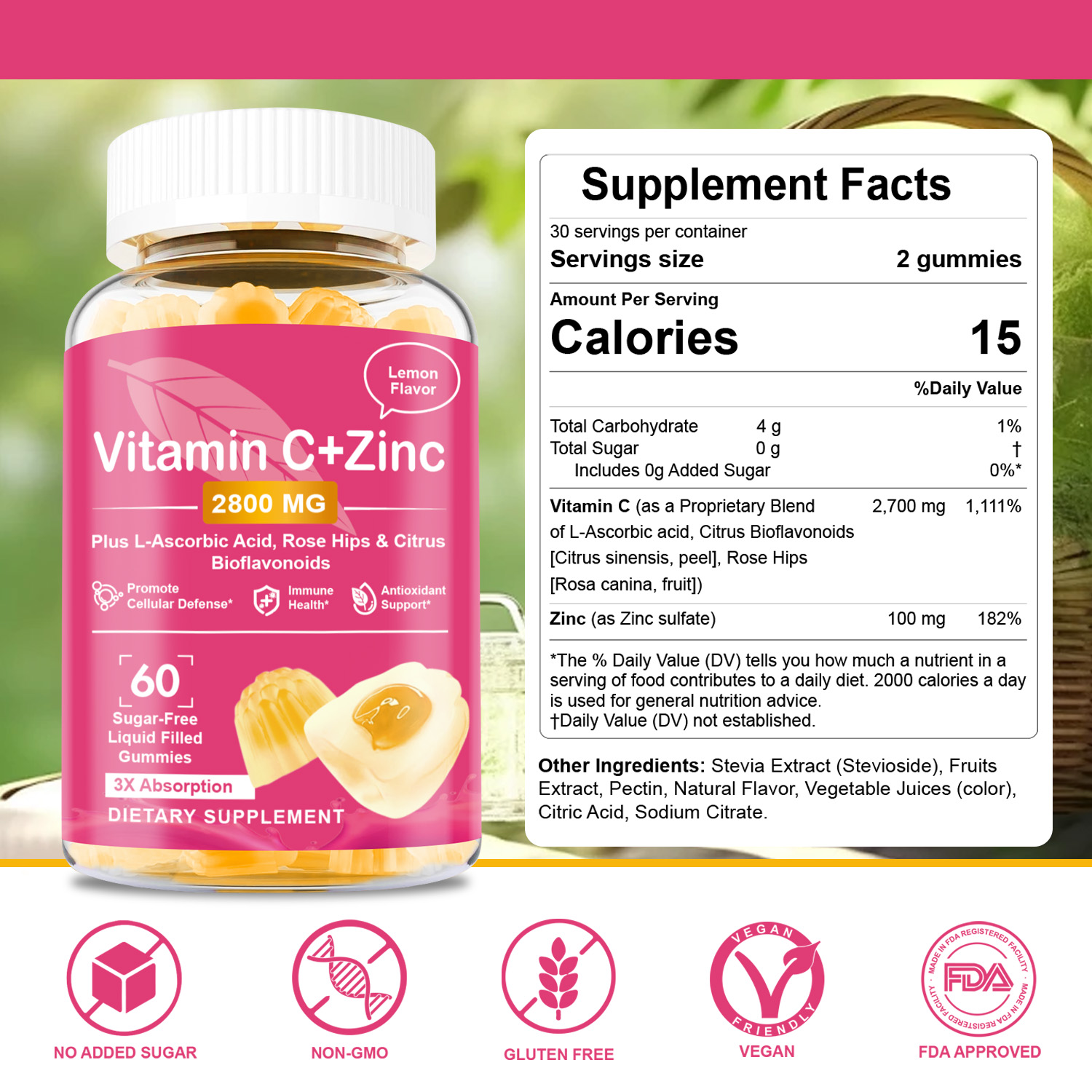 Ozmolts Vitamin C+Zinc Gummies Improve Immune Health Gums Teeth Gummie ...