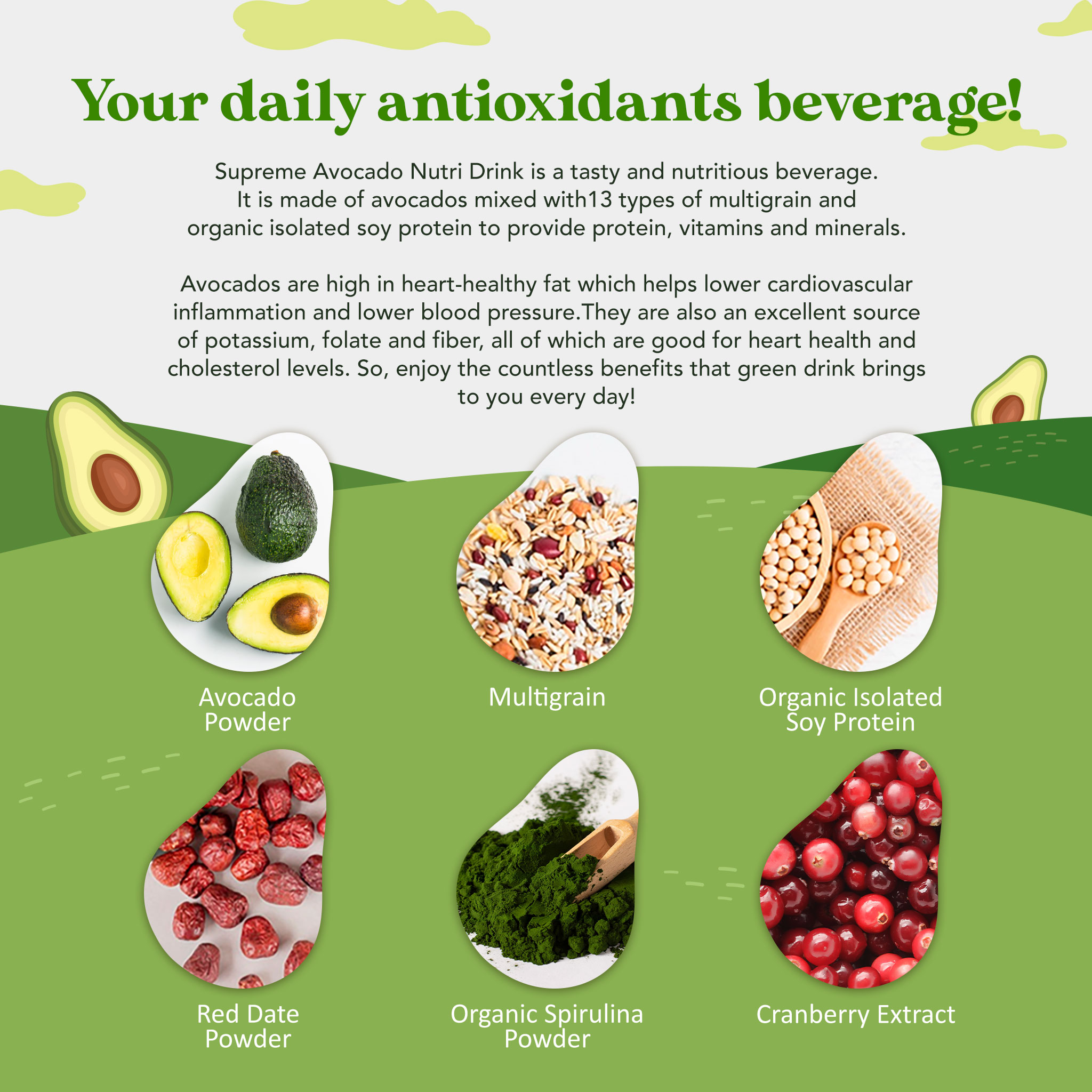 Nutrivo Supreme Avocado Nutri Drink 30g x 12s | High Fiber Plant ...