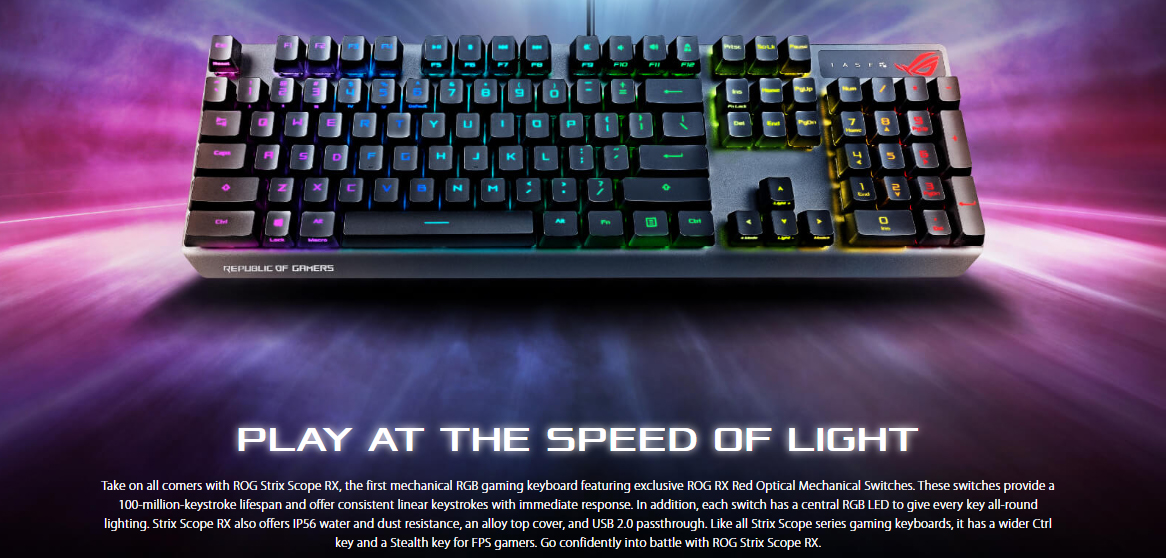 ROG Strix Scope RX Optical Mechanical Gaming Keyboard -(RX Blue Switch ...