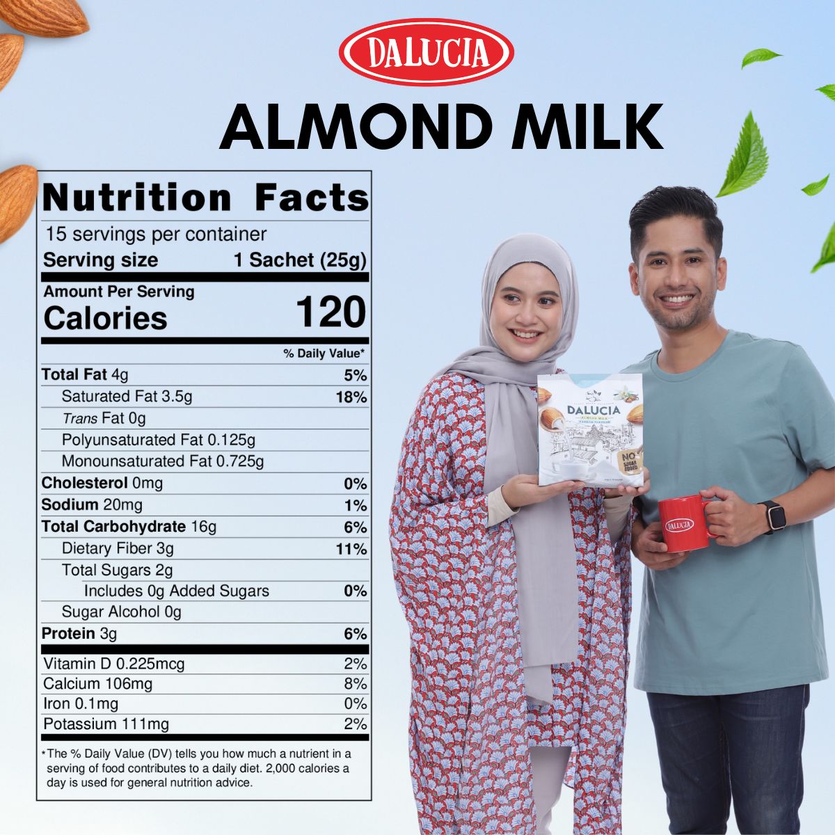 Dalucia Almond Milk Powder Vanilla – Trial Pack | Susu Badam, Plant ...