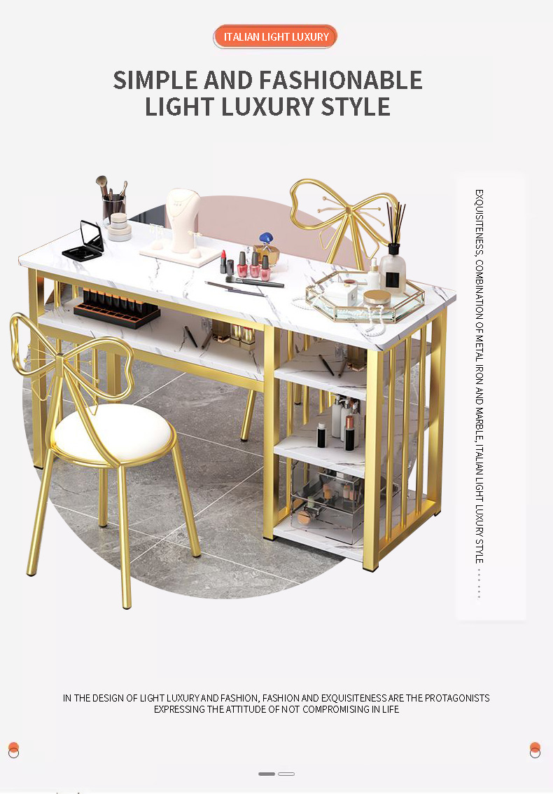 Nail Salon Table Japanese Style Light Luxury Nail Salon Simple Marble ...