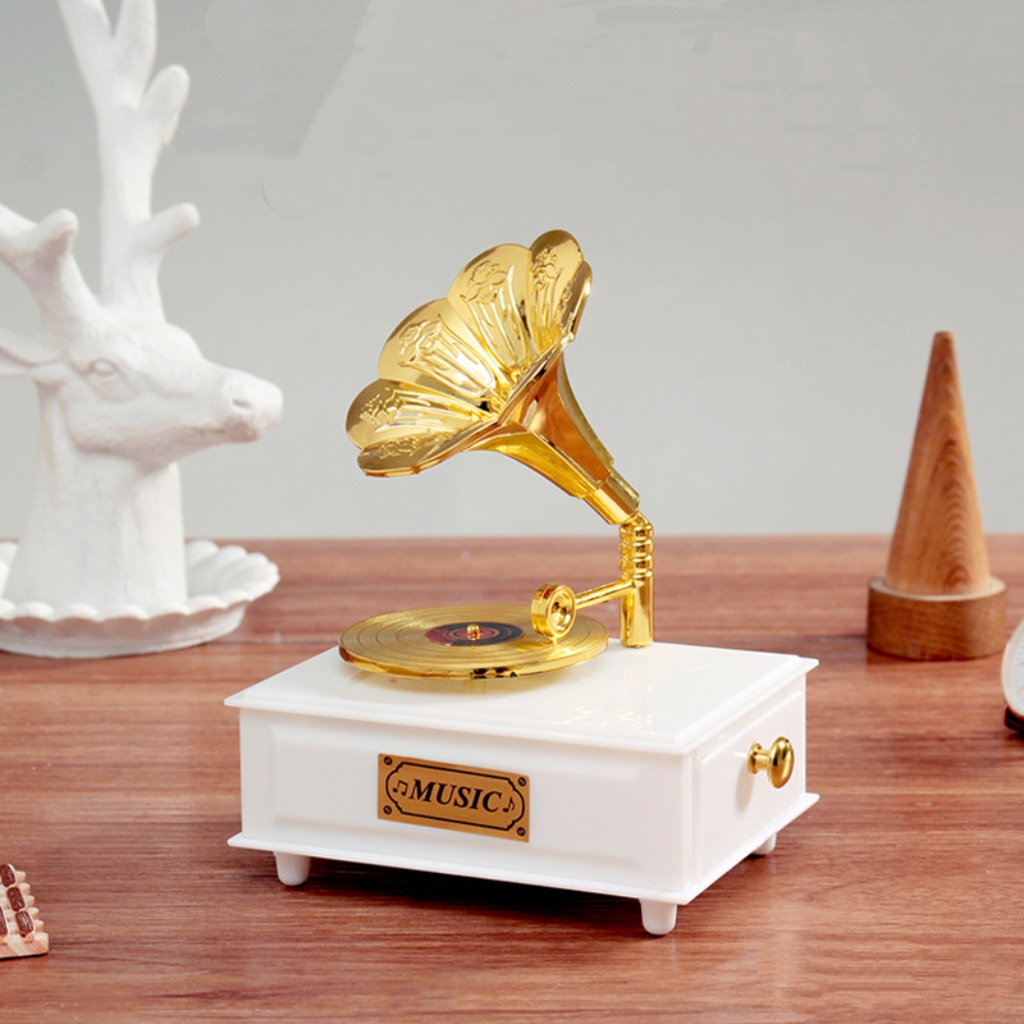 European Retro Gramophone Music Box Kotak Muzik Hiasan Klasik Rak ...