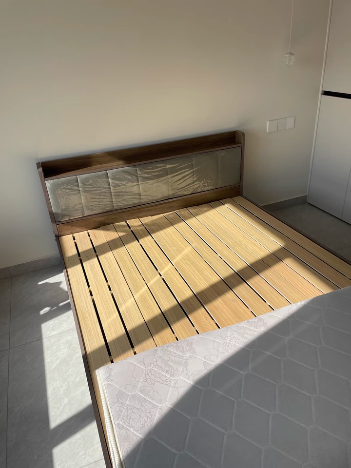 Luxury Wooden Bed Frame With Storage Rangka Katil Kayu Super Single ...