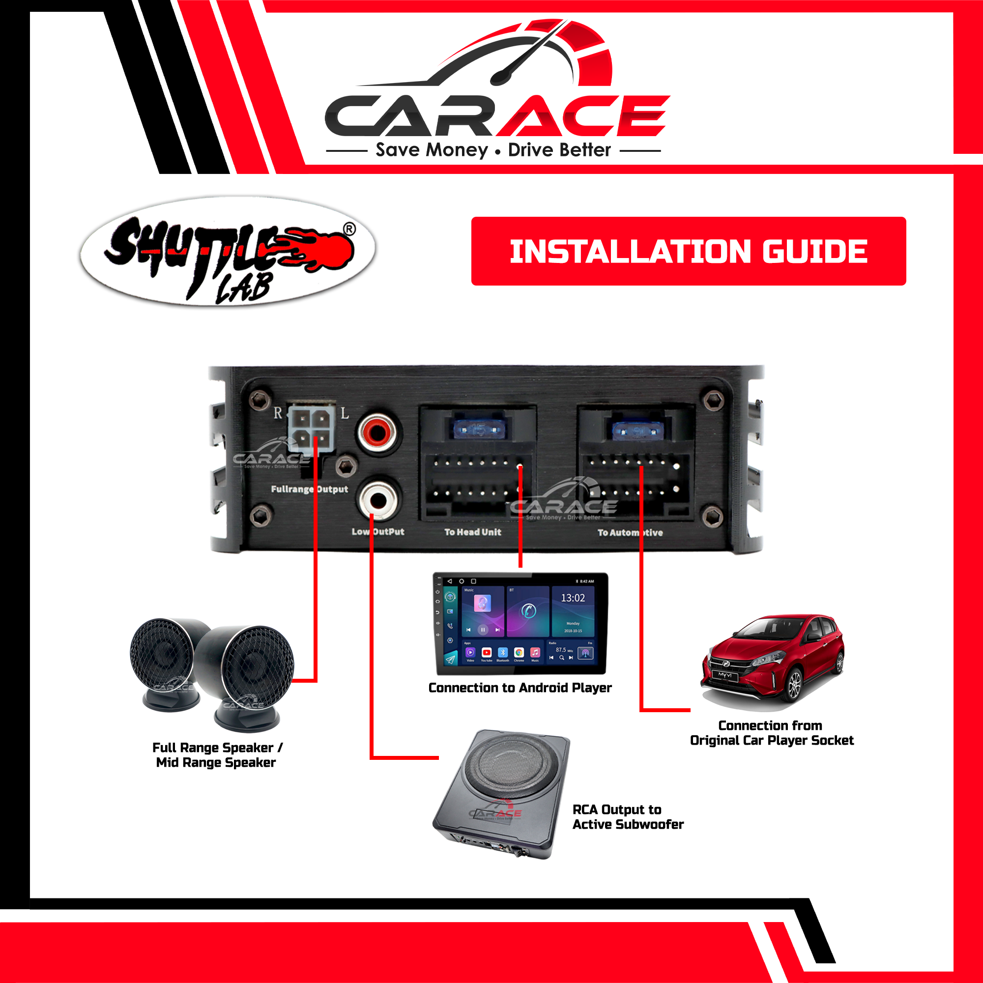 SHUTTLE LAB DSP Plug & Play Perodua OEM Android Player DSP Amplifier ...