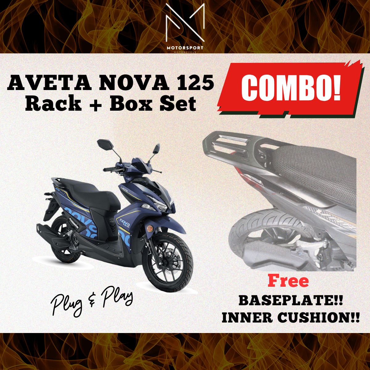 AVETA NOVA 125 Rack With Box Monorack Top Box 35L 37L 47L 55L Bracket ...