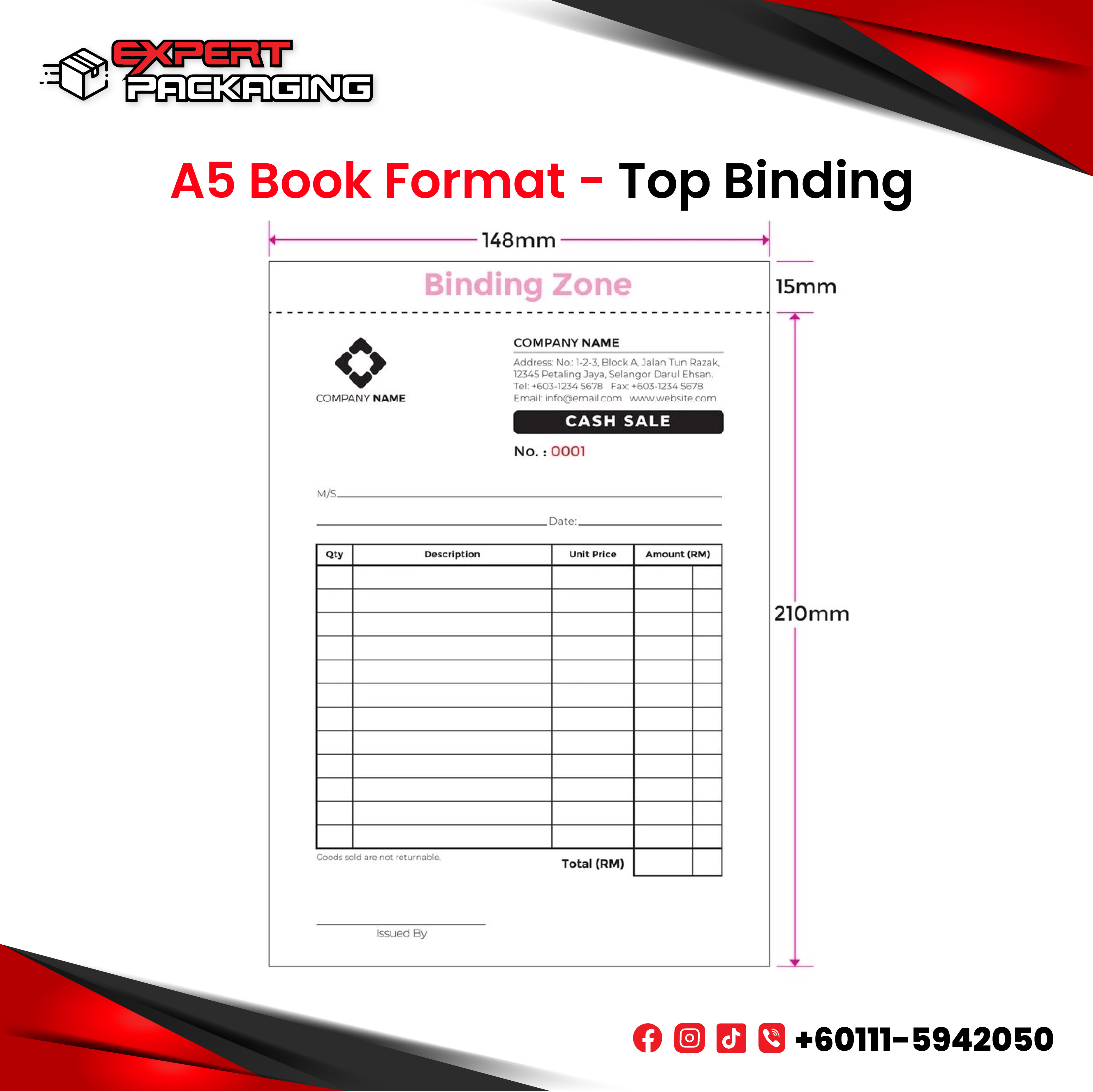 Custom NCR Bill Book A4 / A5 Size | 2Ply & 3Ply Carbonless Buku Resit ...