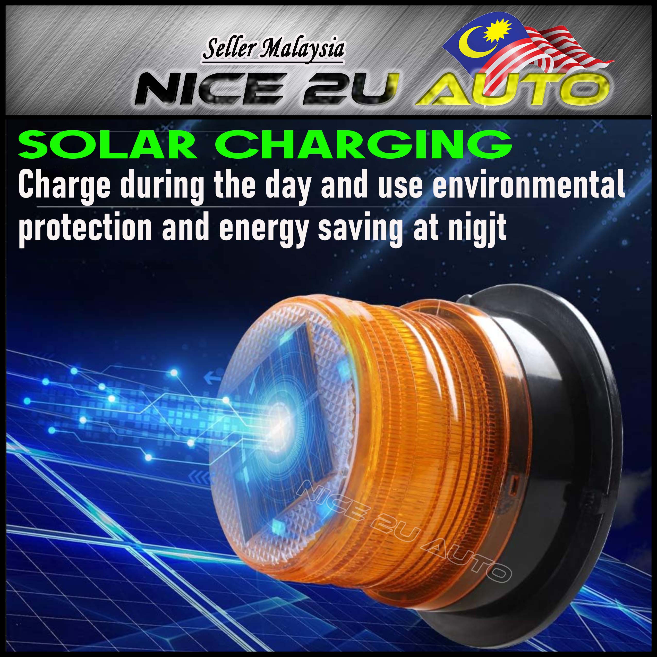 Solar Power Construction Warning Light LED Strobe Emergency Road Light ...