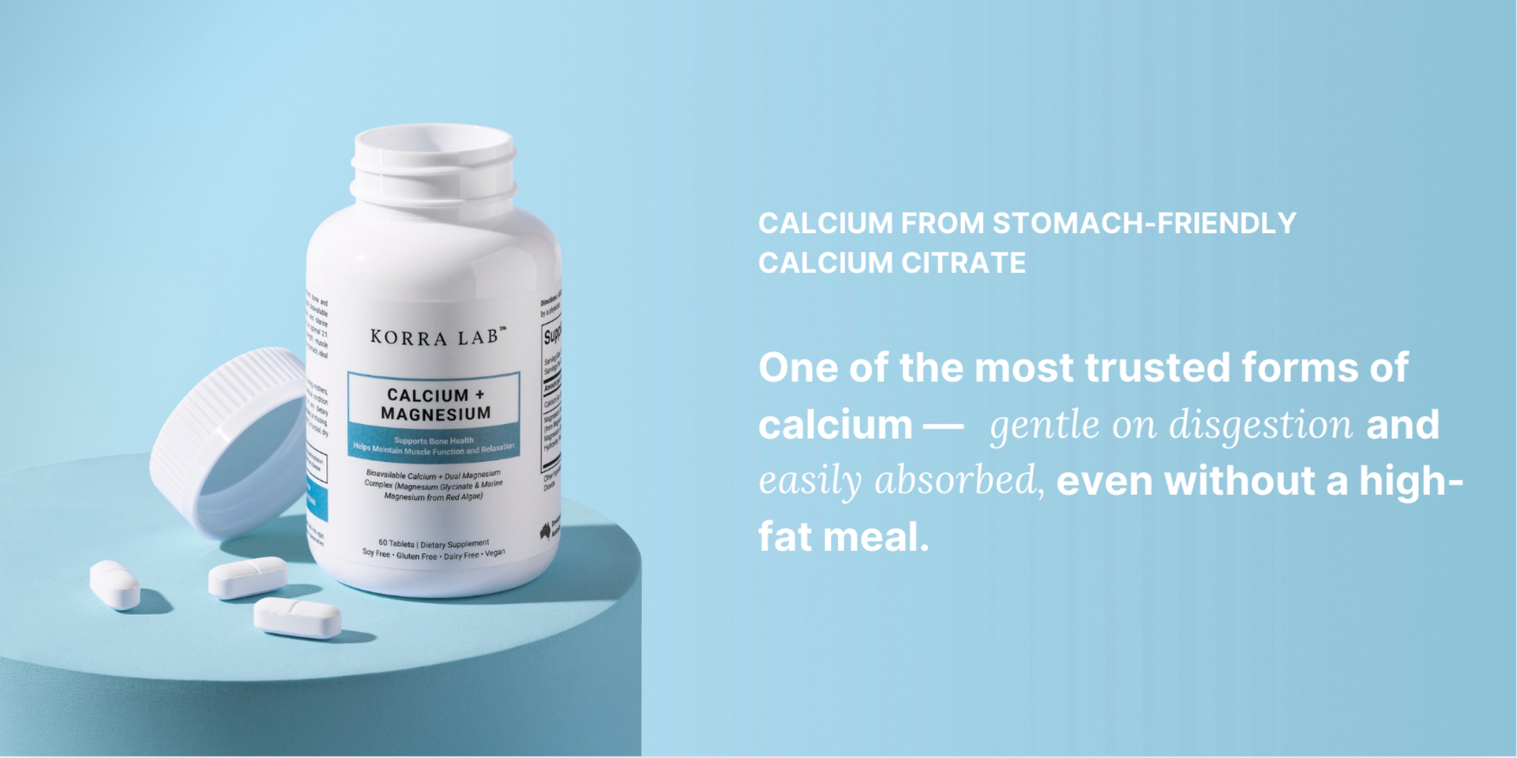 KORRA LAB Calcium + Magnesium - Supports Bone Density, Muscle & Better ...