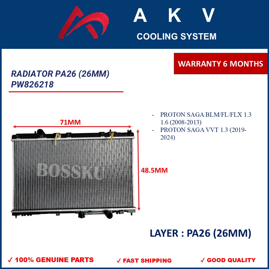 NEW!! RADIATOR - PA16 / PA22 / PA26 (22MM/26MM) - PROTON SAGA BLM / FLX ...