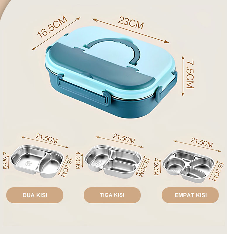 🔥304 Stainless Steel Bento Lunch Box 3/4/5 Compartments Stackable ...