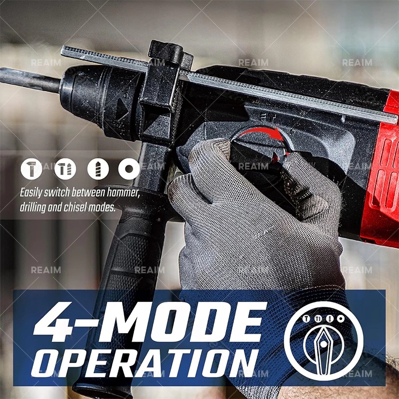REAIM Rotary Hammer Drill 20/22/26/32mm Concrete Drill Chisel Concrete ...