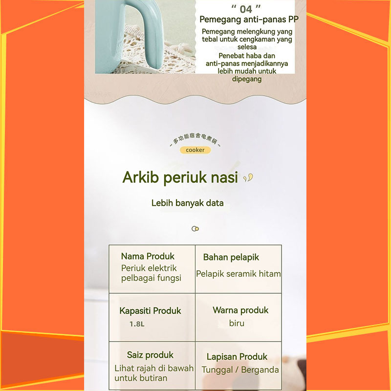Periuk nasi elektrik pengukus elektrik Kuali elektrik Periuk mini ...