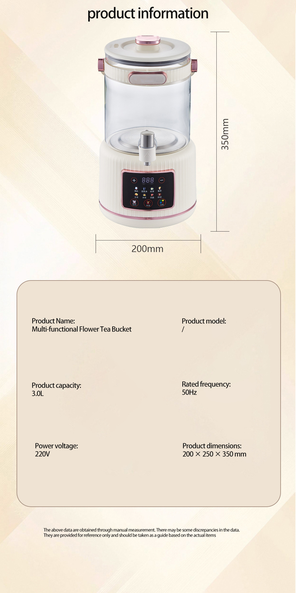 3L Electric Health Pot Multi Cooker 1000W Fast Boil, Borosilicate Glass ...