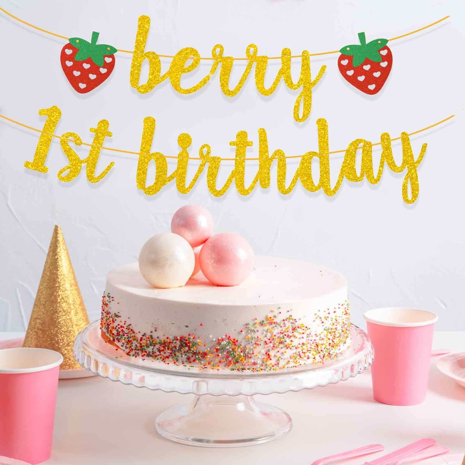 1st Birthday Banner Gold Letters Lowercase Cursive Happy Birthday Party ...