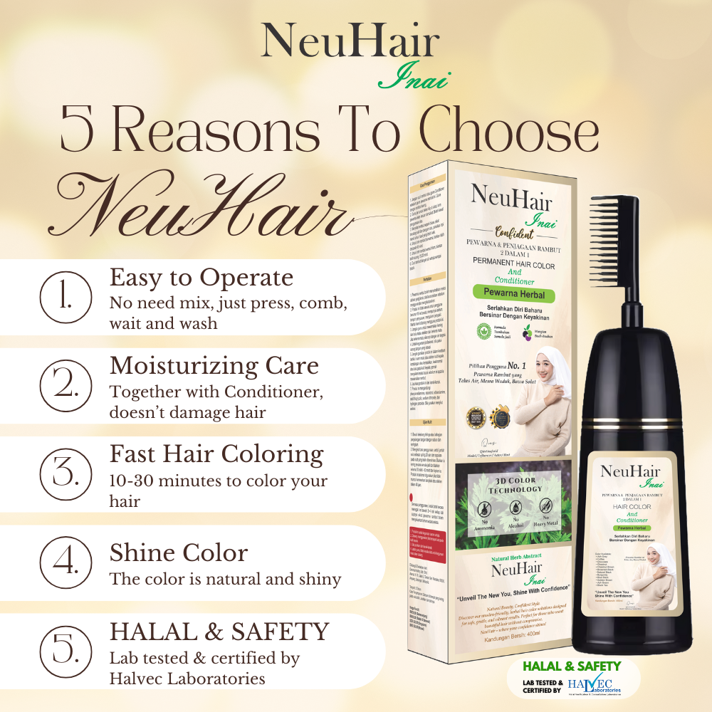 [BUNDLE MIX] NeuHair Inai Pewarna Rambut Hair Color Dye 400ml - Sah ...