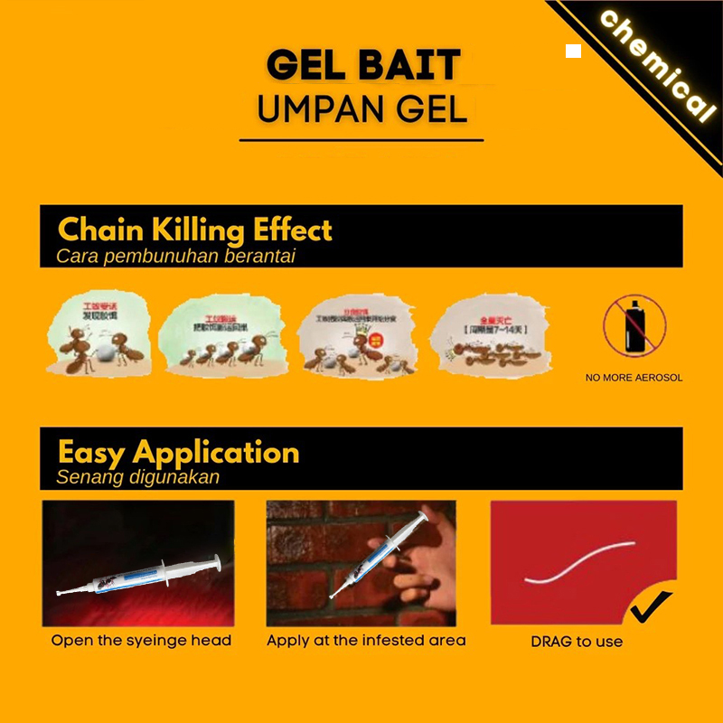 Quickly kill Ant Cockroach Gecko Insecticide Gel Bait Semut Berkesan ...