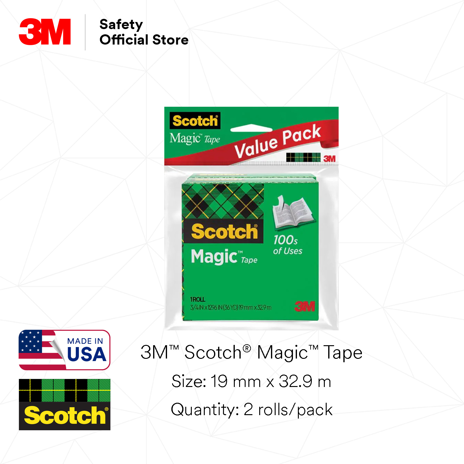 3M™ Scotch® Magic™ Tape Twin Pack 810/ 19 mm x 32.9 m/ Invisible Tape ...