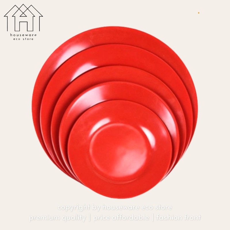 Round Melamine Plate Red Black Plate Bone Dish Imitation Dish Disc Flat ...