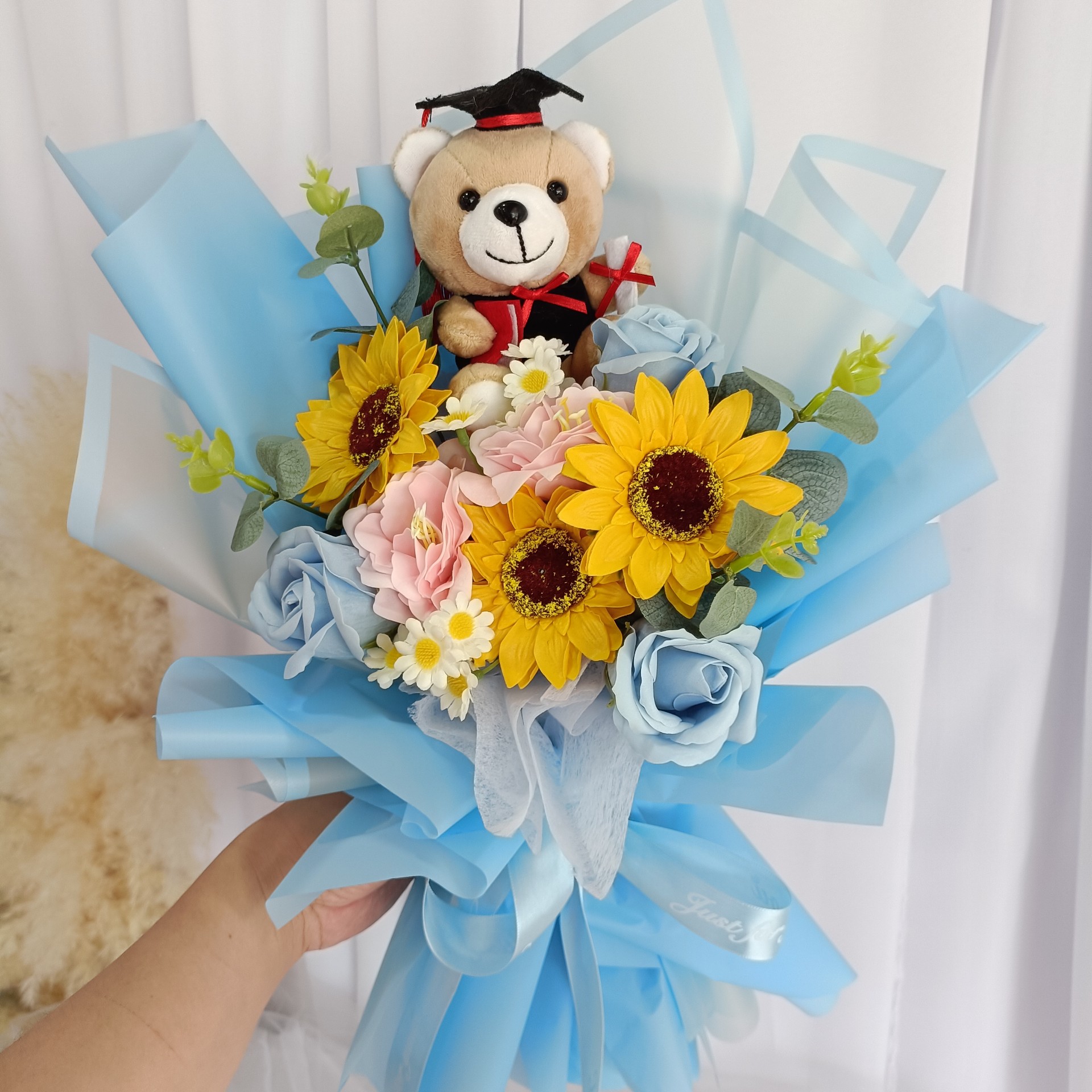 Graduation Convocation Farewell Soap Flower Bouquet with Roses and ...