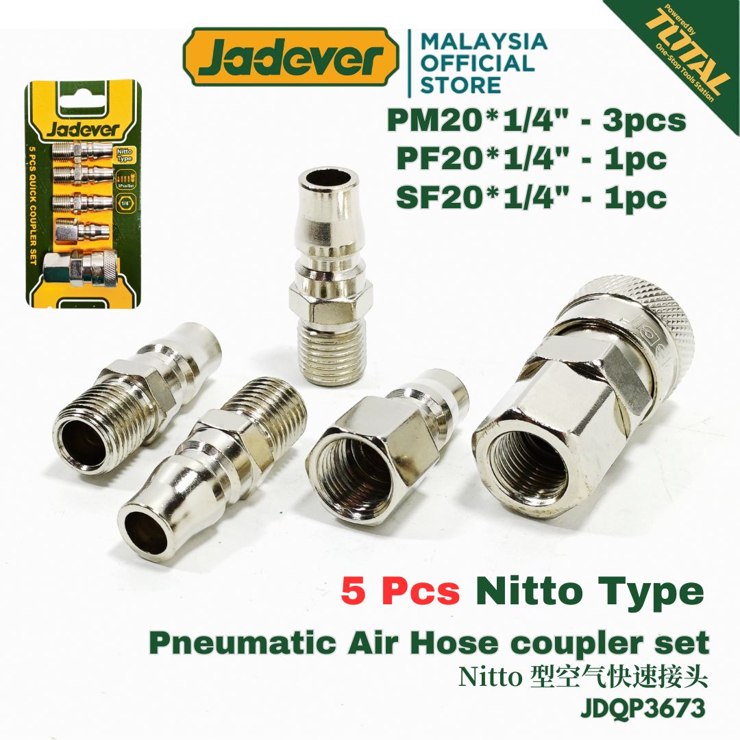 Jadever Tools Pneumatic Air Hose coupler 5pcs set 1/4" * PM20 / PF20 ...