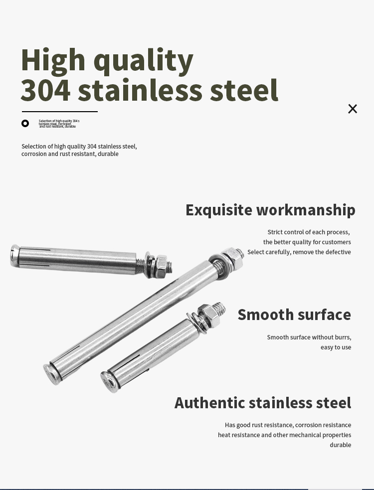Expansion Anchor Bolt M6 M8 M10 M12 | 304 Stainless Steel | Wall Plug ...