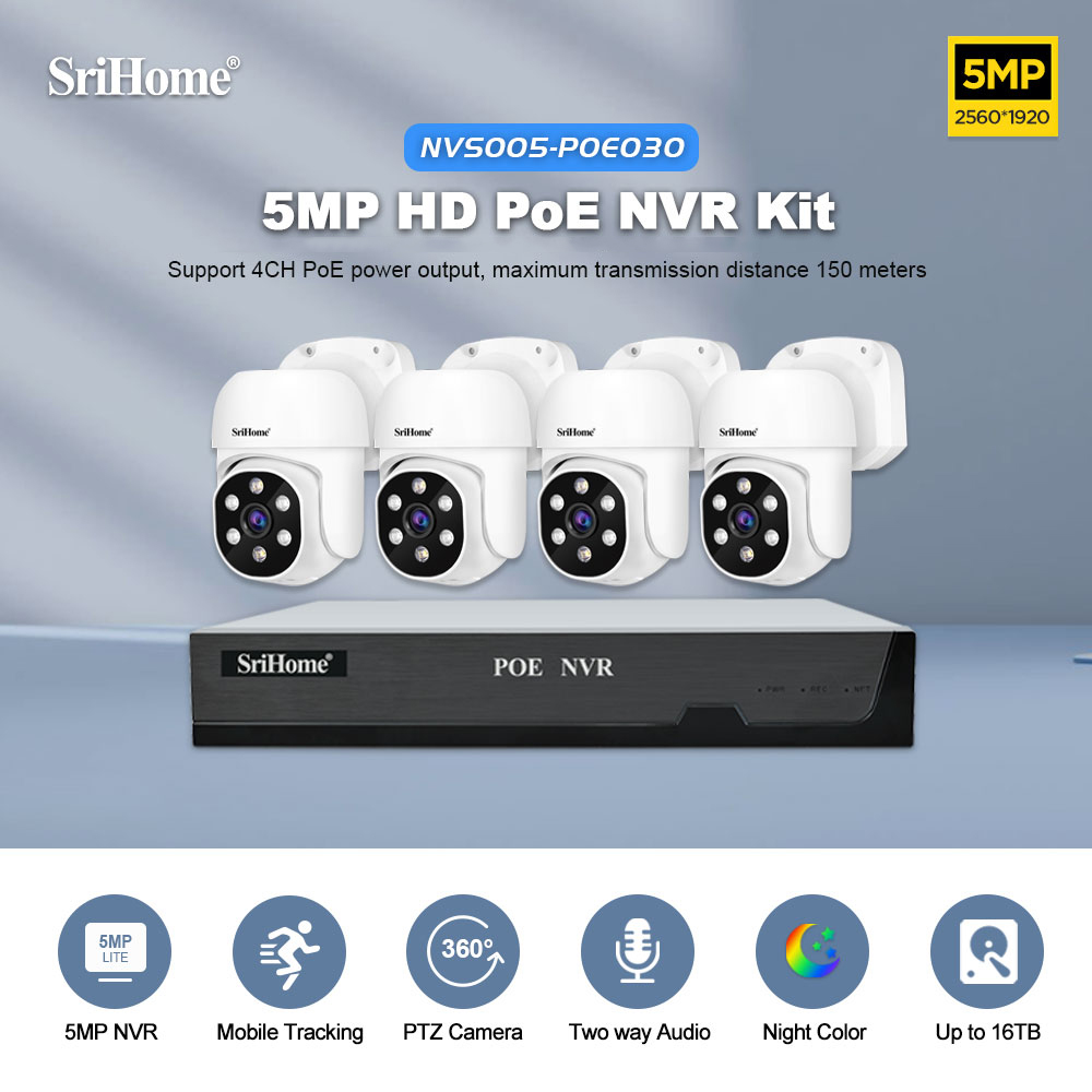 (5MP) PoE NVR CCTV System – SriHome 4-Port NVR (Support 16CH) + 4× 5MP ...