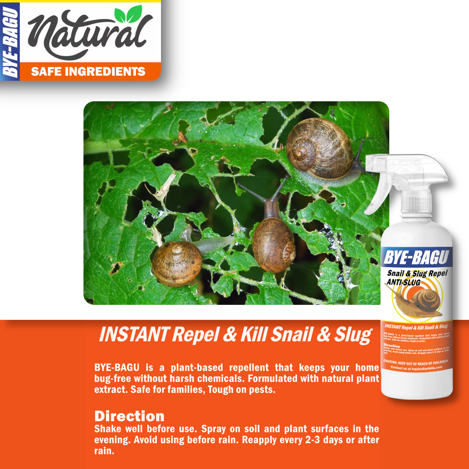 BYE BAGU Snail Repellent Killer Spray Slug Repellent Natural Repel ...