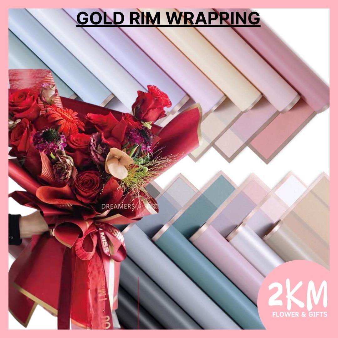 (20PCS) GOLD RIM Waterproof Flower Wrapping Paper Bouquet Gift Florist ...