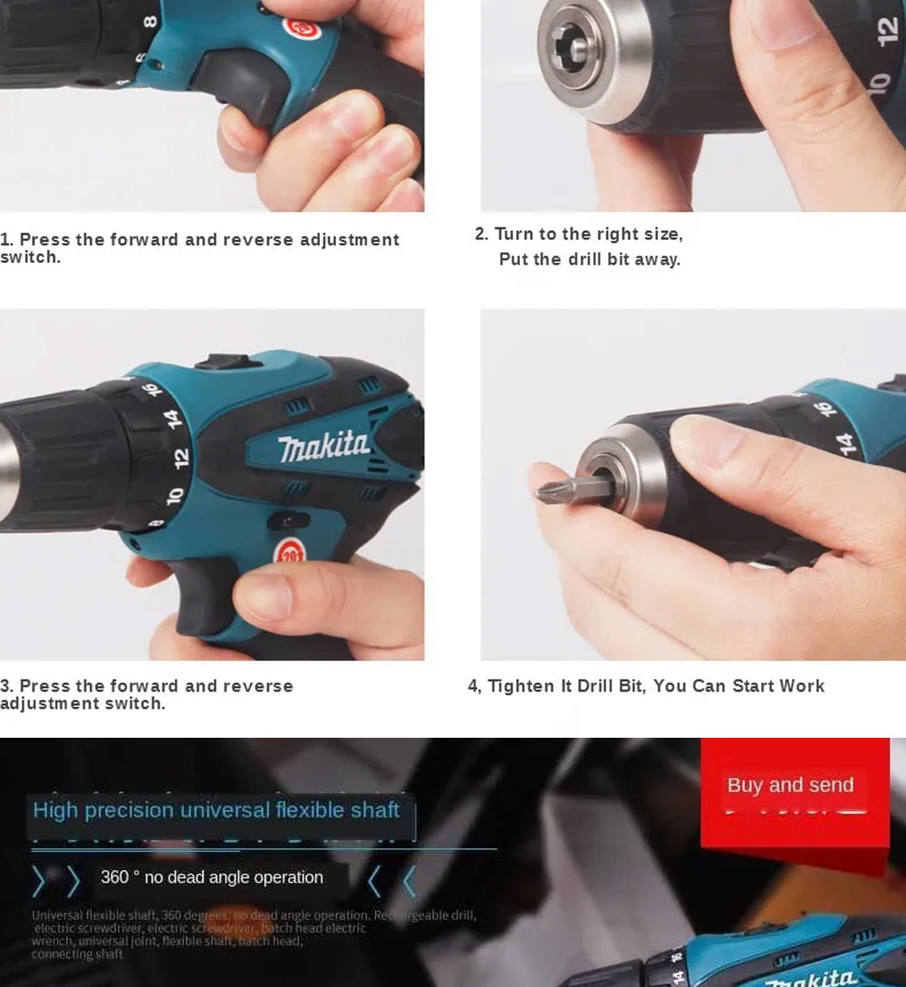 Makita Cordless Drill Driver Hand Drill 12V High Power Tools Drill ...