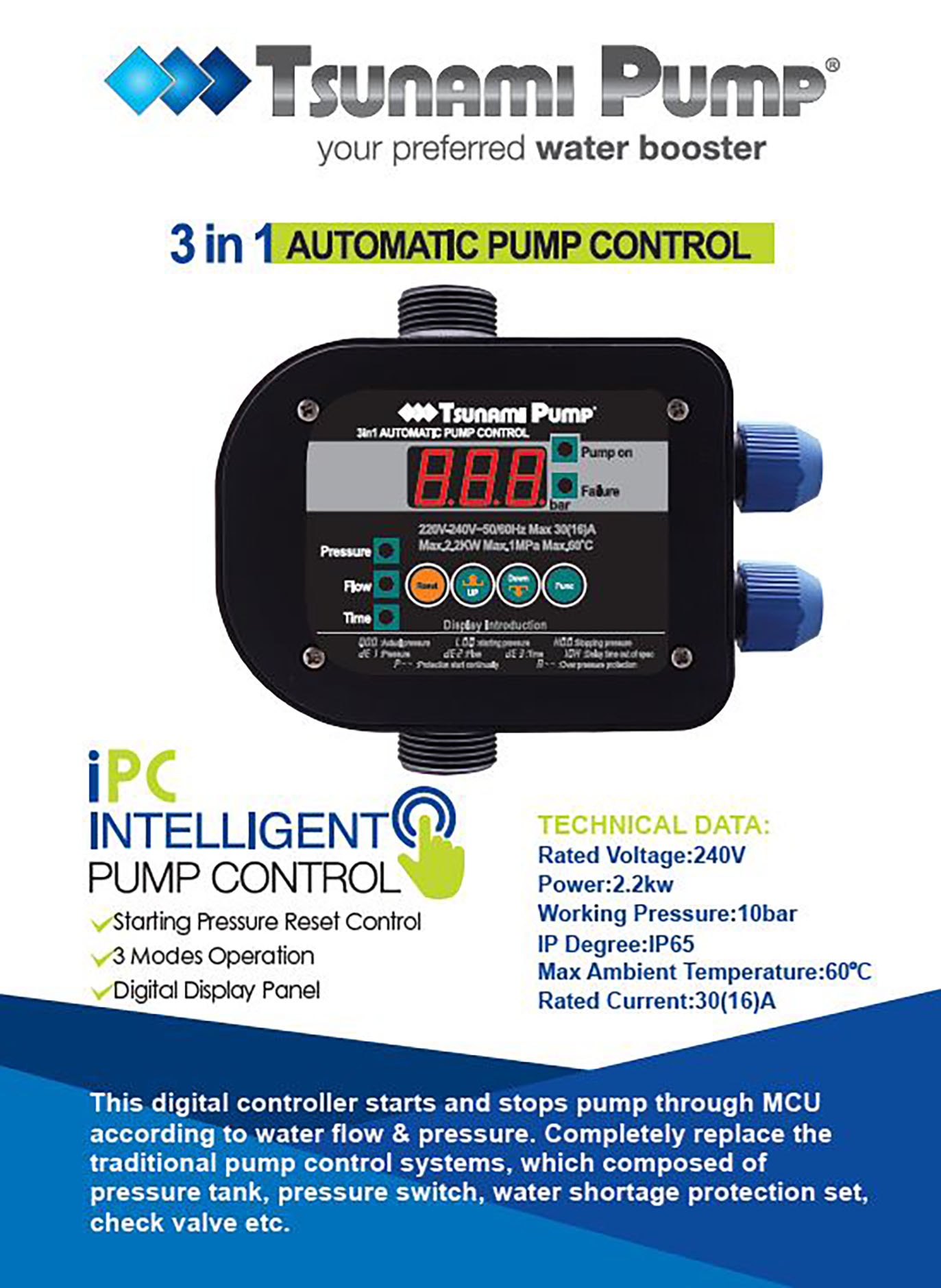 Tsunami iPC Intelligent 3 in 1 Automatic Pump Control | Shopee Malaysia