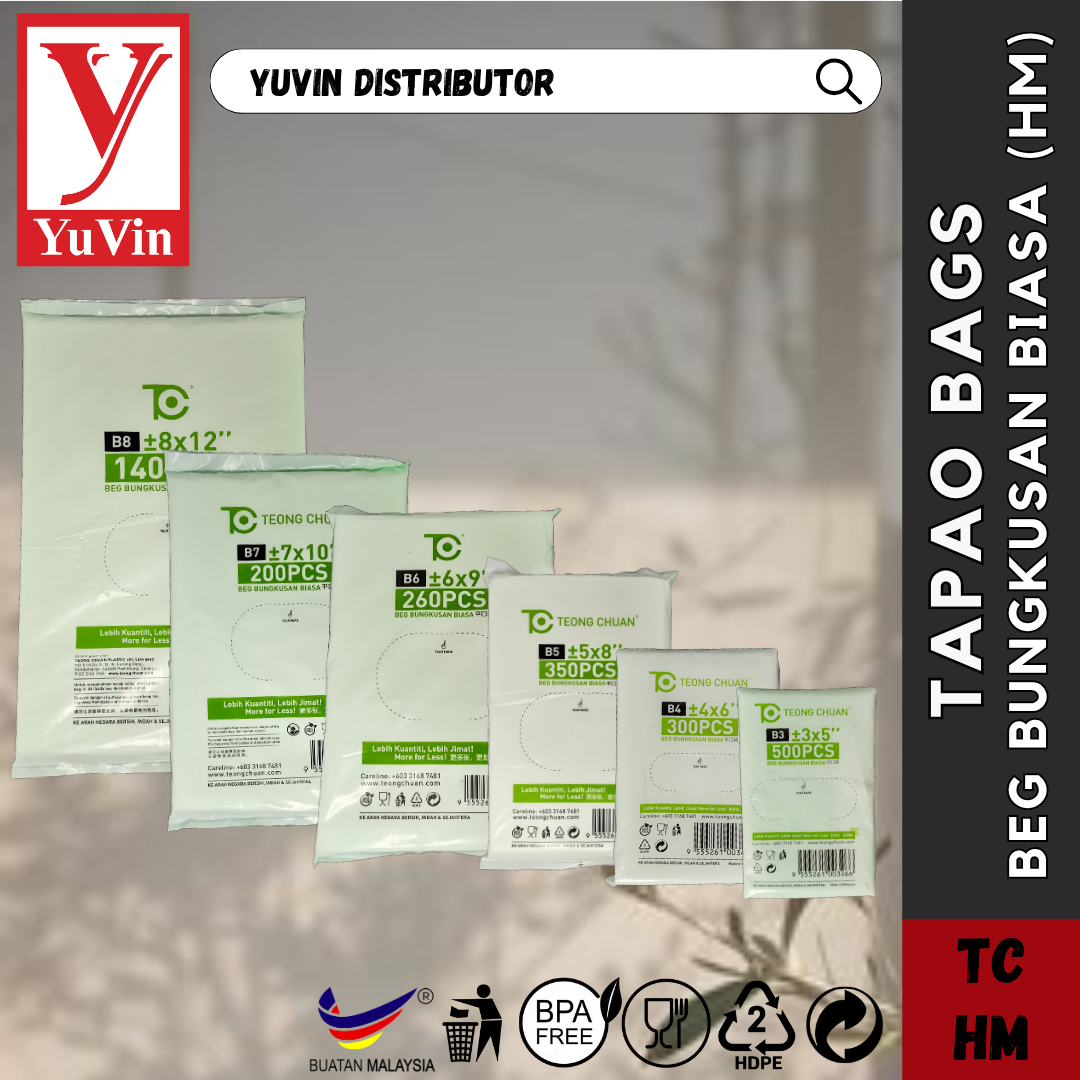 Plastic Tapau Biasa / Flat Bag / Beg Bungkusan Plastic HM Teong Chuan ...