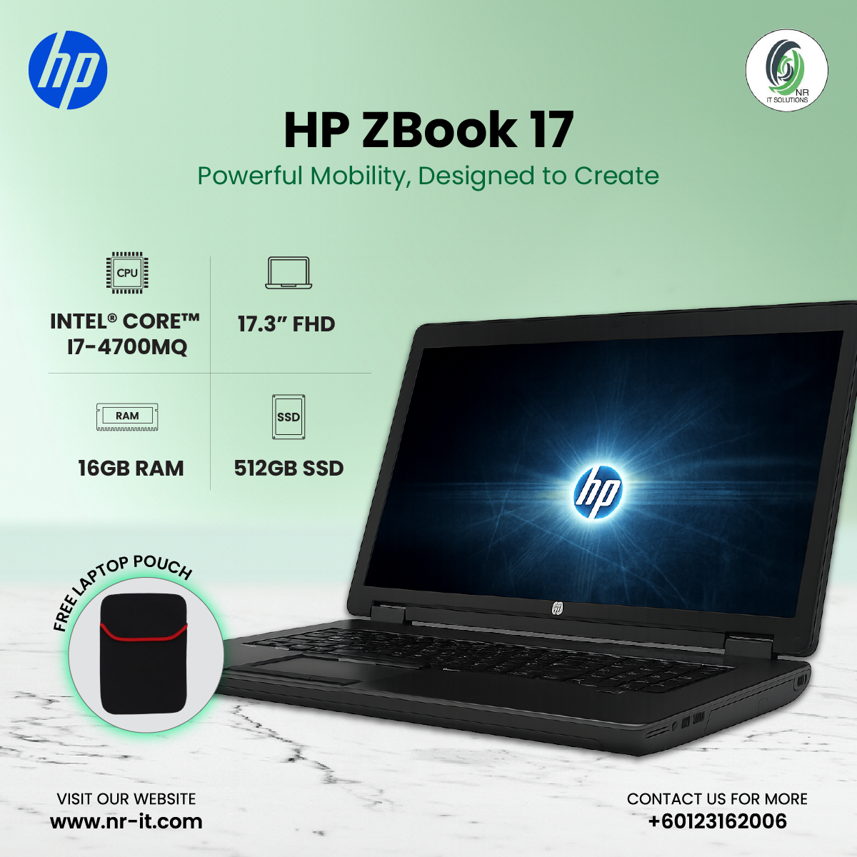 HP ZBook 17 i7‑4th Gen • 16GB 512GB • 17.3” FHD • Webcam • Win10 Pro ...