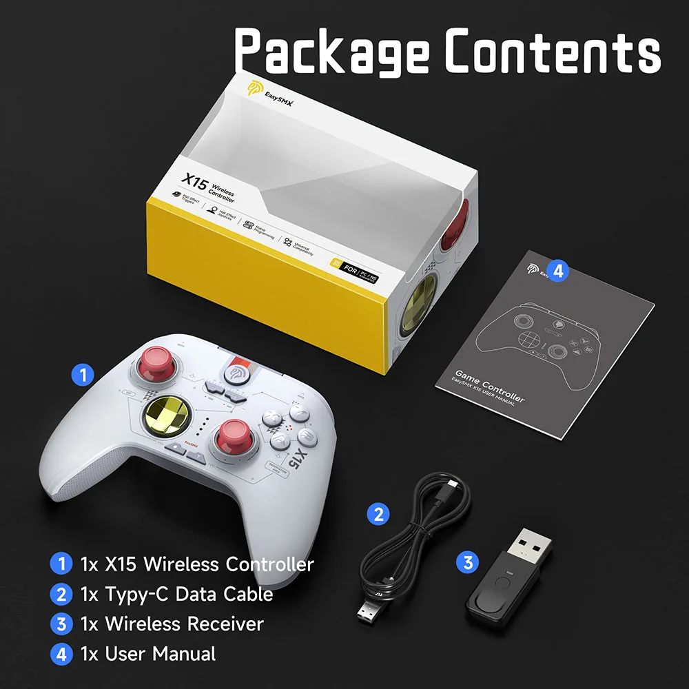 【In Local】EasySMX X15 RGB Wireless Gamepad, Bluetooth Gaming Controller Compatible with PC ...