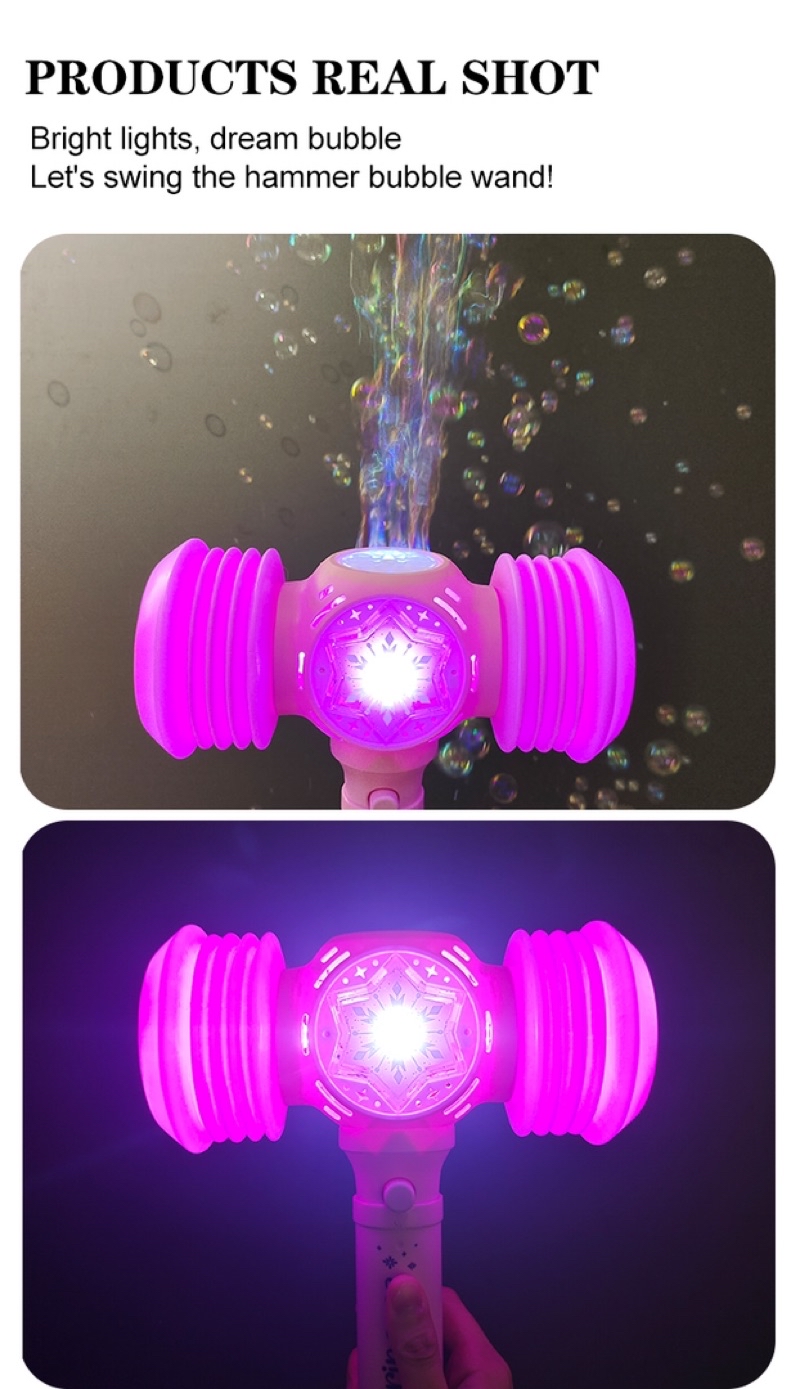 Bubble Gun Toys Bubble Machine Toys Princess Hammer Wand With Lighting ...