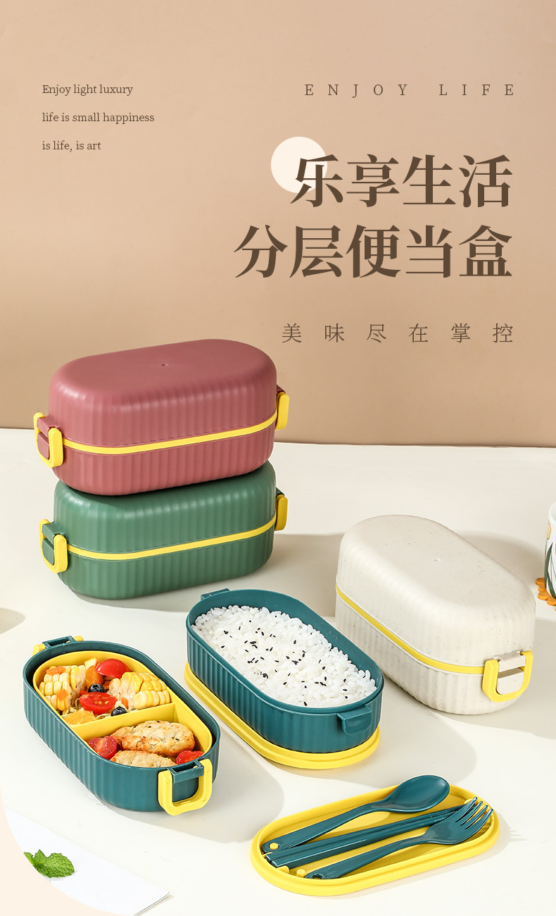 900ml Bento Box Double Layer Large Capacity Food Grade Plastic ...