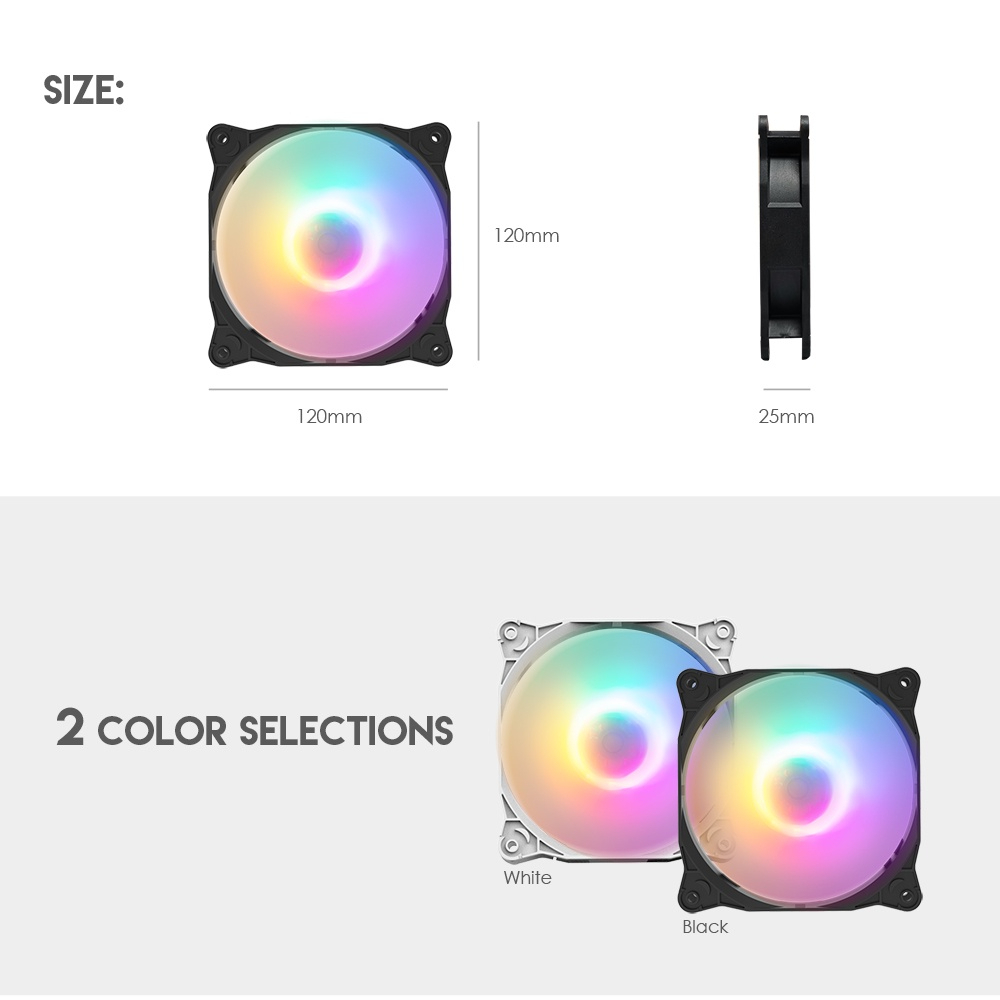 FANTECH CORE FC-120 RGB CPU COMPUTER CASING COOLING FAN FC120 FAN BLACK ...