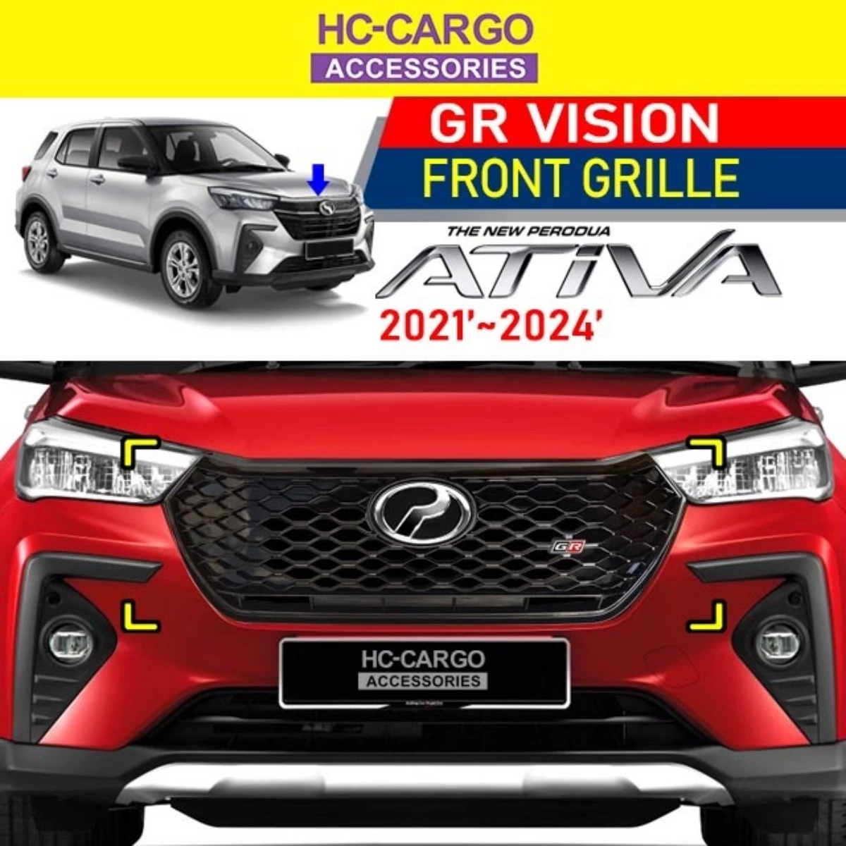 Perodua Ativa 2021 GR Front Grill Glossy Black Painted (Mini Cooper ...