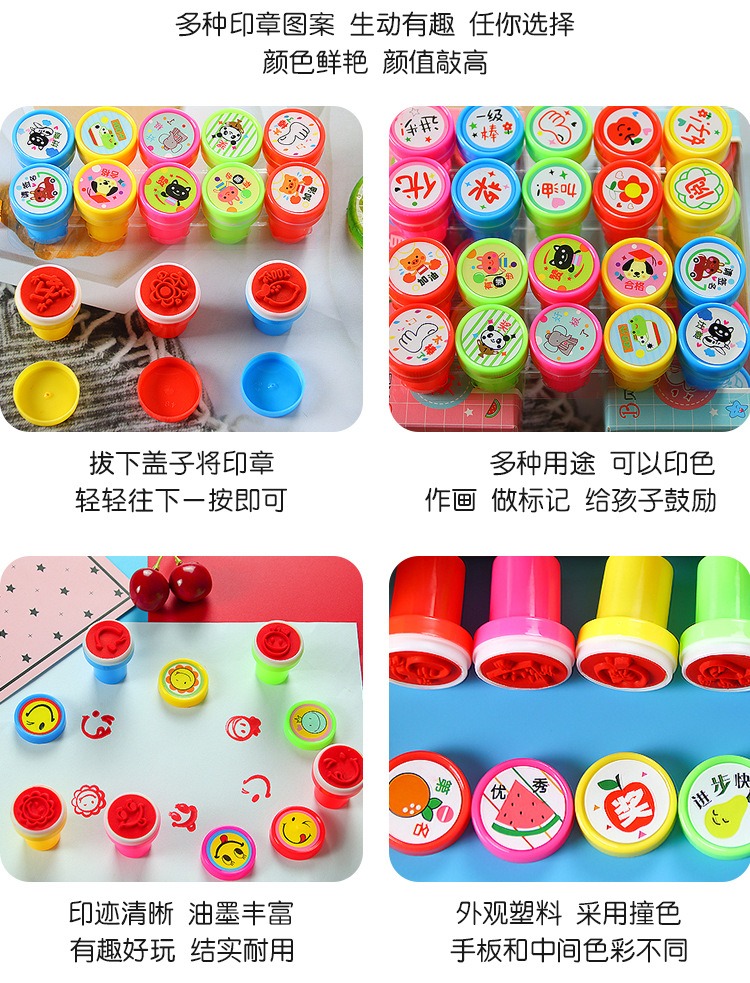 [1Pcs] Reward Cartoon Stamp Alphabet Number Emoji Stamp Ink Chop Kids ...