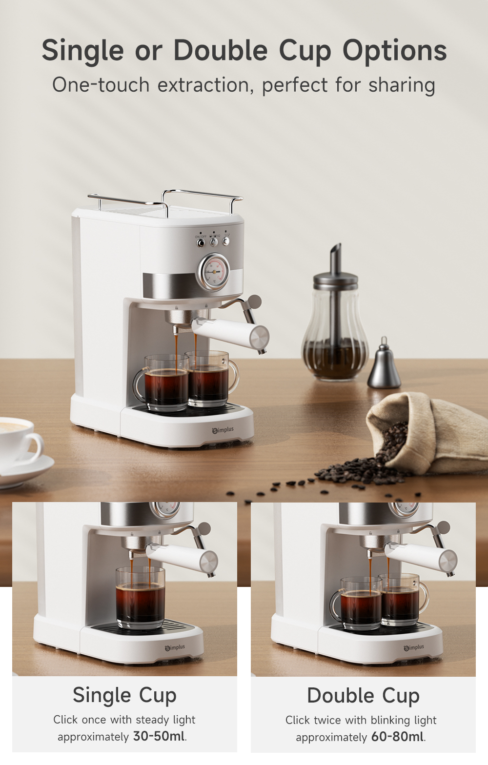 【Exclusive Price】Simplus Coffee Maker Semi Auto Espresso Extraction ...